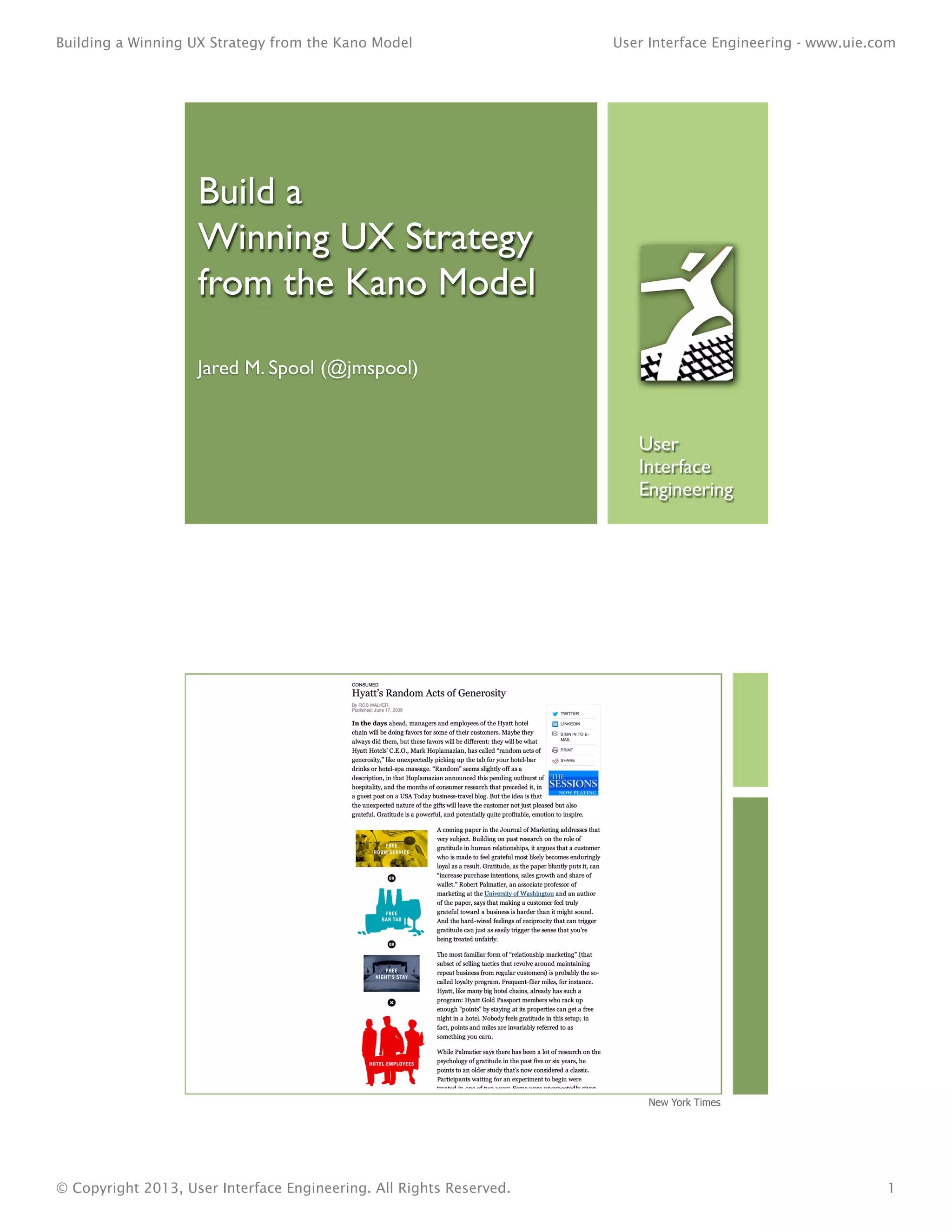 Building a Winning UX Strategy from the Kano Model (Jared Spool ...