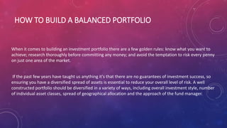 Building balance portfolio | PPTX | Mutual Funds | Personal Investing
