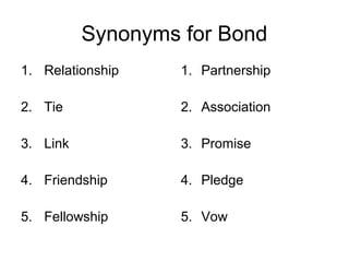 Building better bonds by the blood of Jesus | PPT