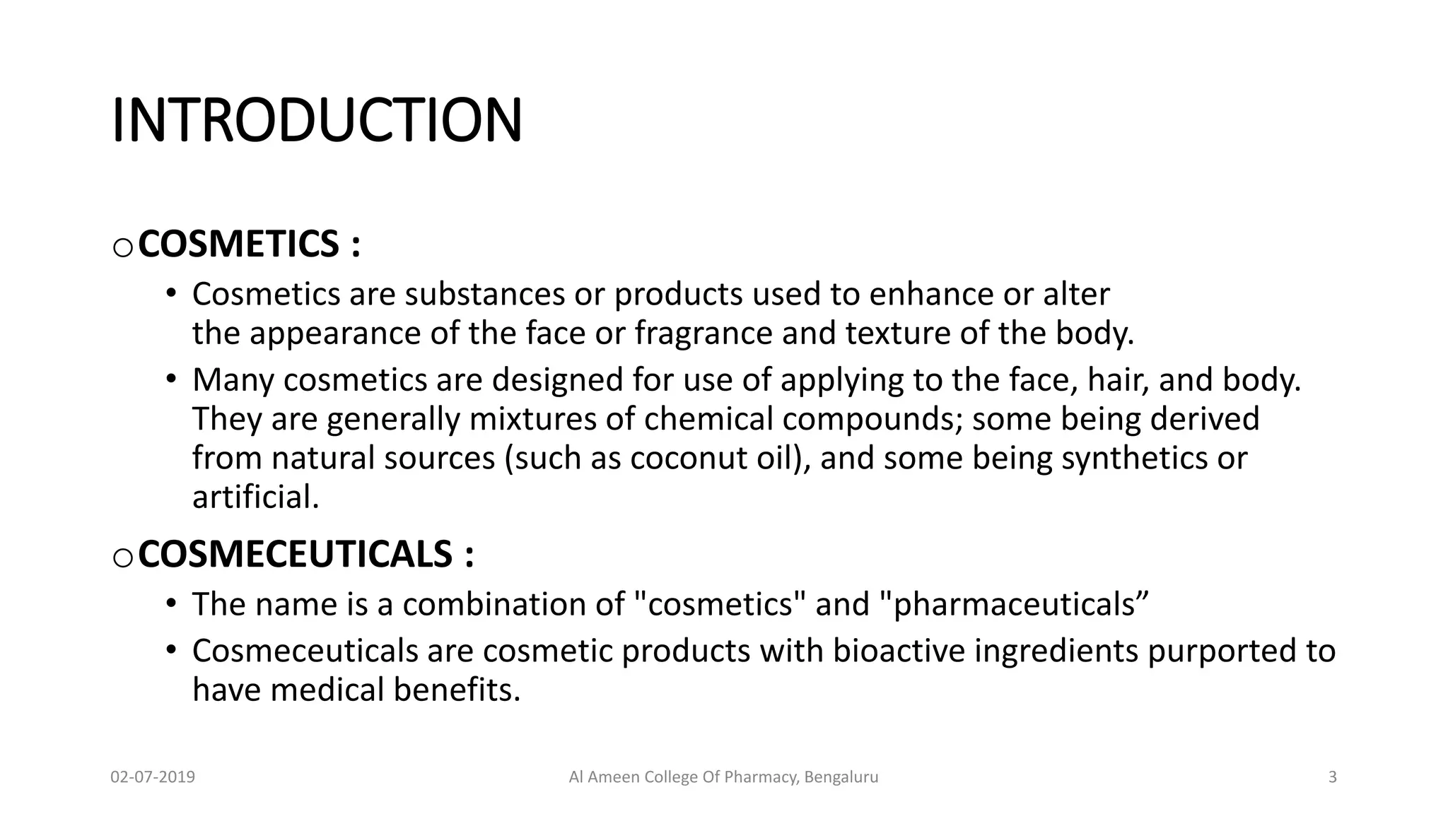 Building blocks for different product formulations of cosmetics | PPTX