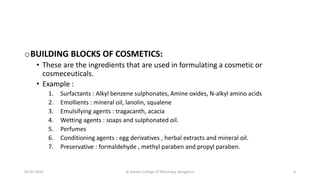 Building blocks for different product formulations of cosmetics | PPTX