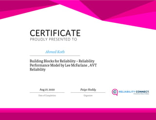 Certificate of Completion "Building blocks for reliability ...