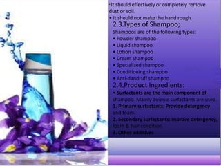 Building blocks of sunscreen,shampoos and cold cream | PPTX