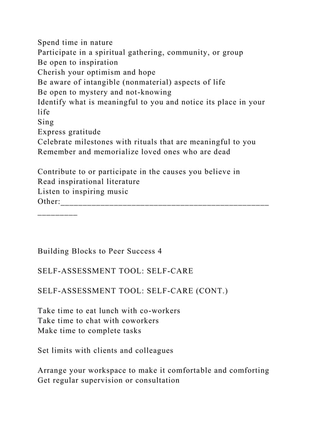 Building Blocks to Peer Success 2SELF-ASSESSMENT TOOL SEL.docx