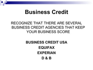 Building Business Credit | PPT