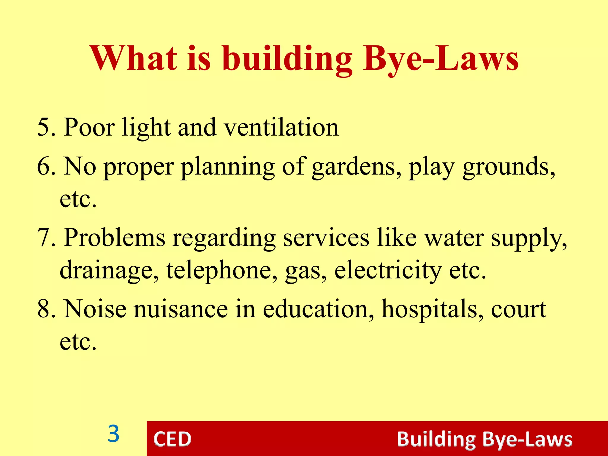 Building bye laws CIVIL ENGINEERING DRAWING | PPTX