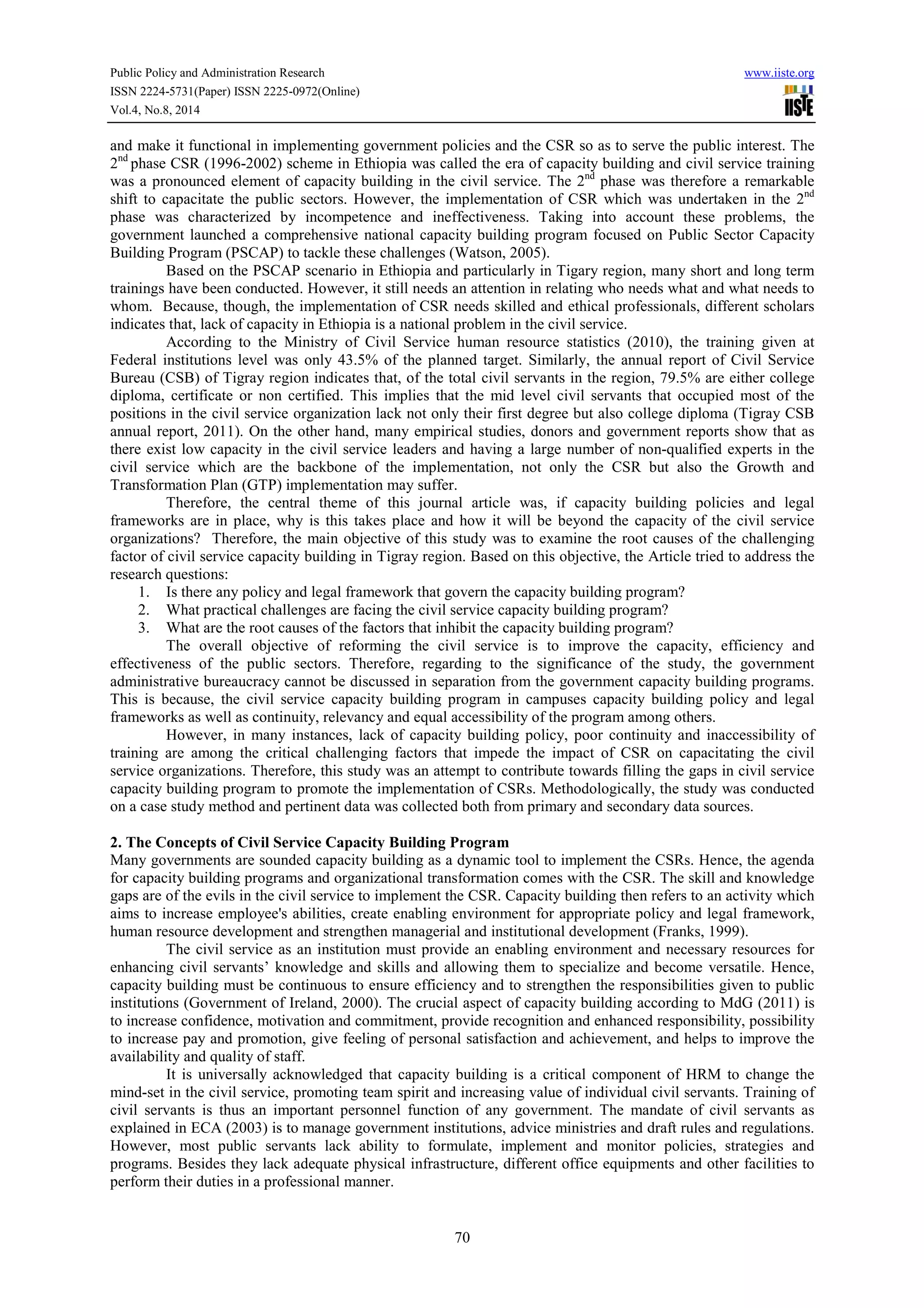 Building civil service capacity in ethiopia | PDF