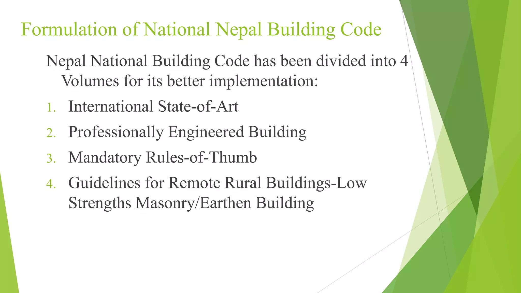 Nepal National Building Code: Need, Formulation and Implementation ...