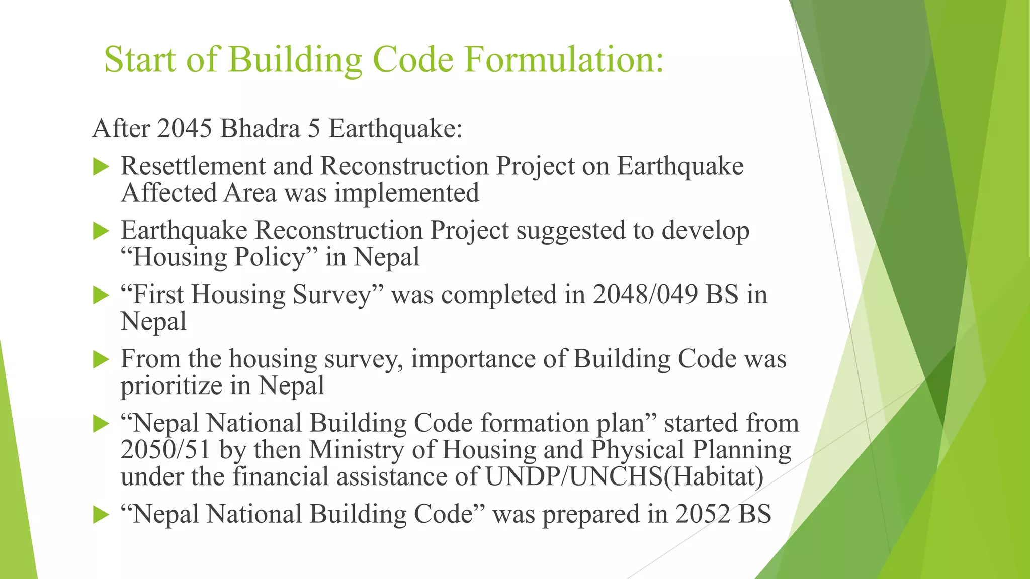 Nepal National Building Code: Need, Formulation and Implementation Strategy | PPTX
