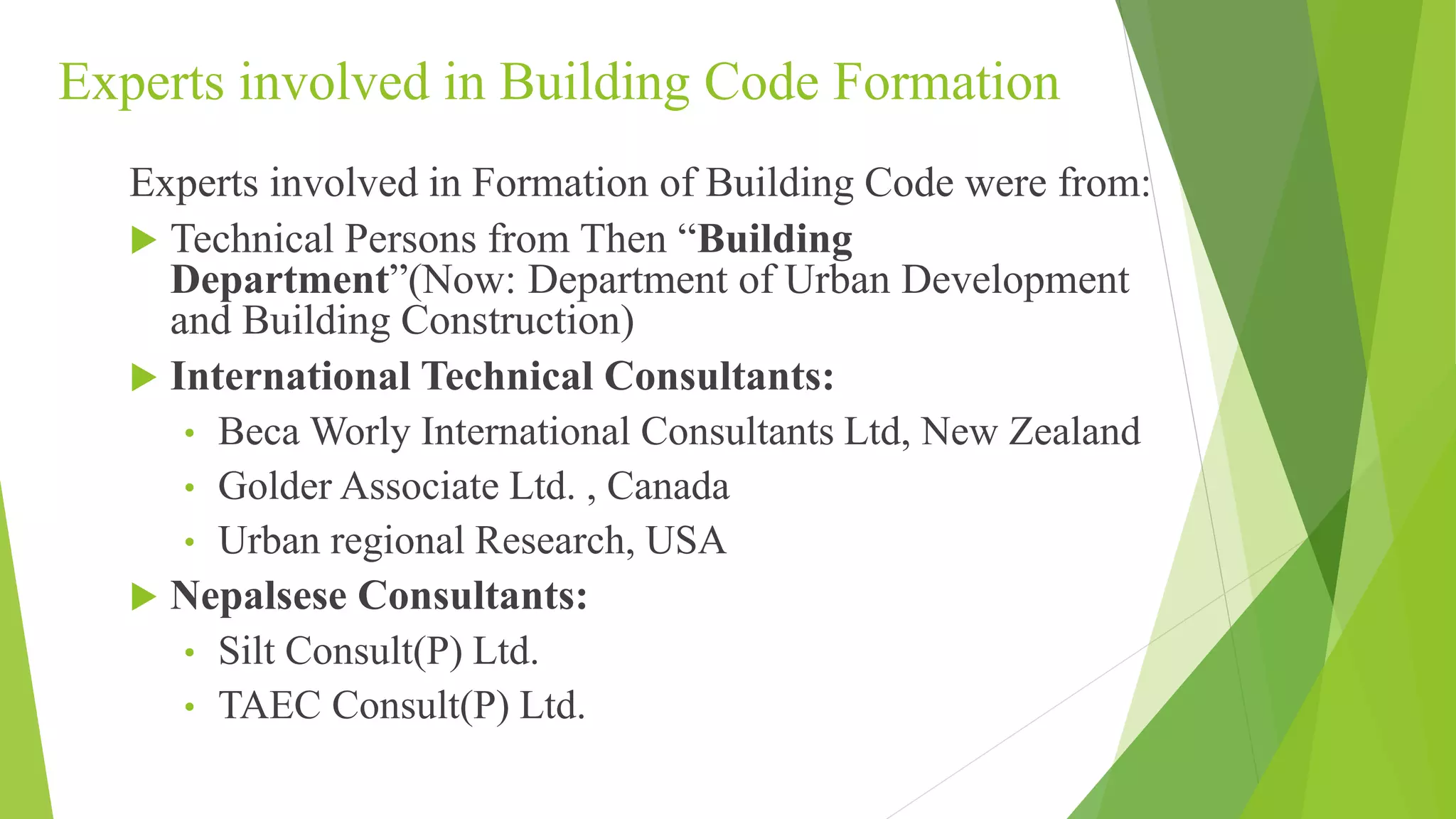 Nepal National Building Code: Need, Formulation and Implementation Strategy | PPTX