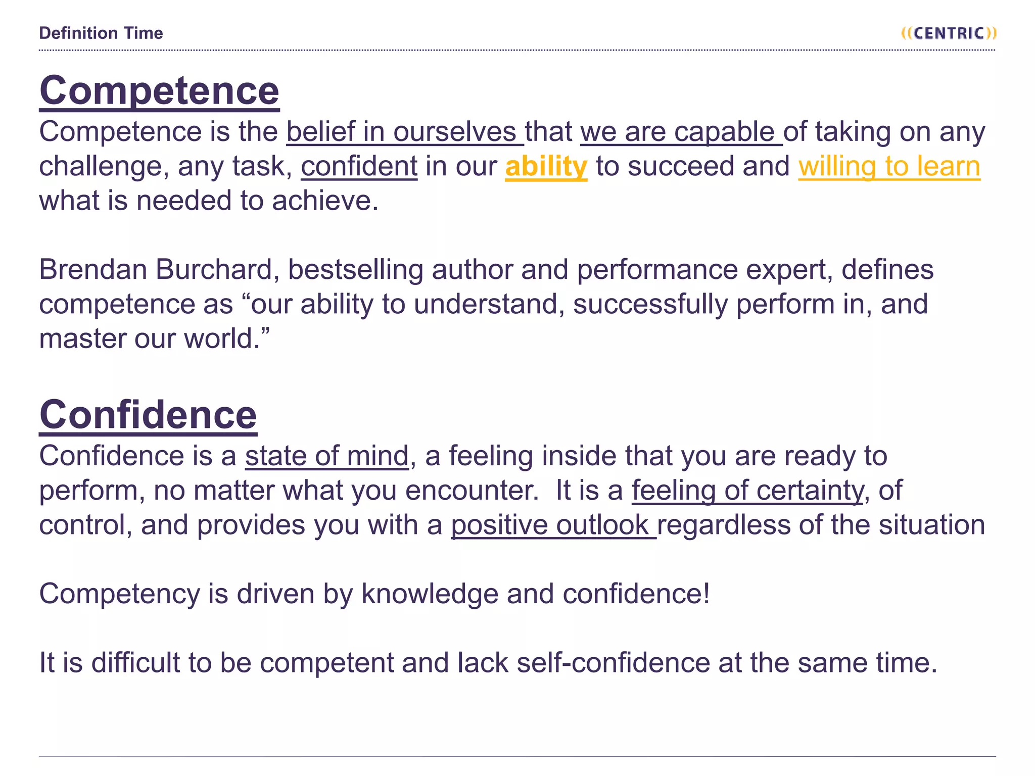 Building Competency Through Confidence by Joseph Ours | PPT