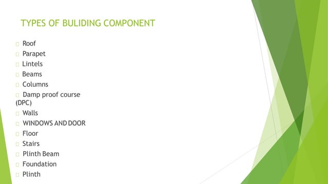 components of buildings | PPTX | Civil Engineering Industry | Industries
