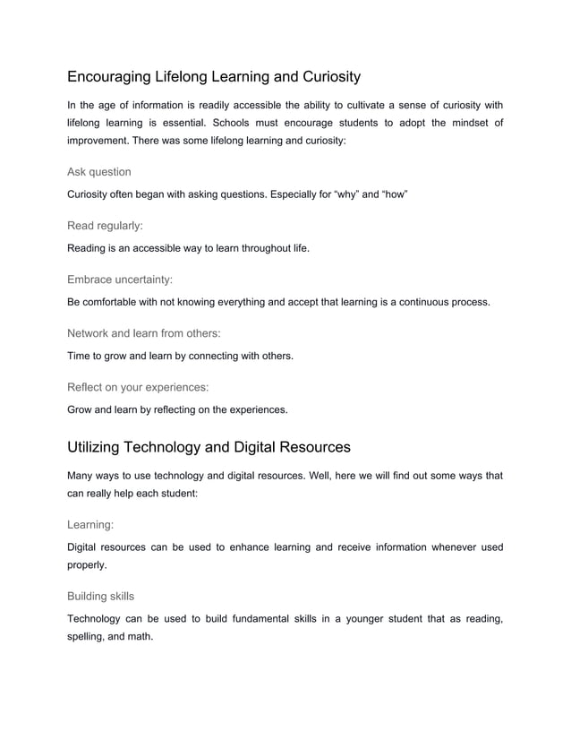 Building Comprehensive Excellence and Expanding Learning Beyond the ...