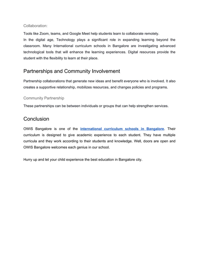 Building Comprehensive Excellence and Expanding Learning Beyond the ...