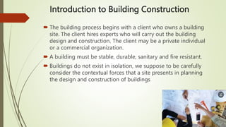 BUILDING CONSTRUCTION for civil engineering | PPTX