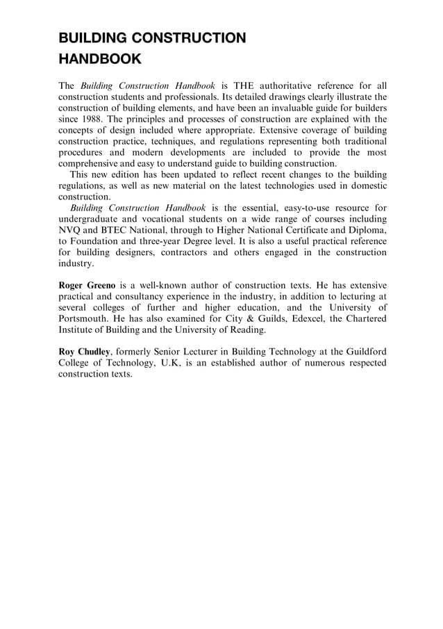 BUILDING CONSTRUCTION HANDBOOK Tenth edition | PDF | Drawing and ...