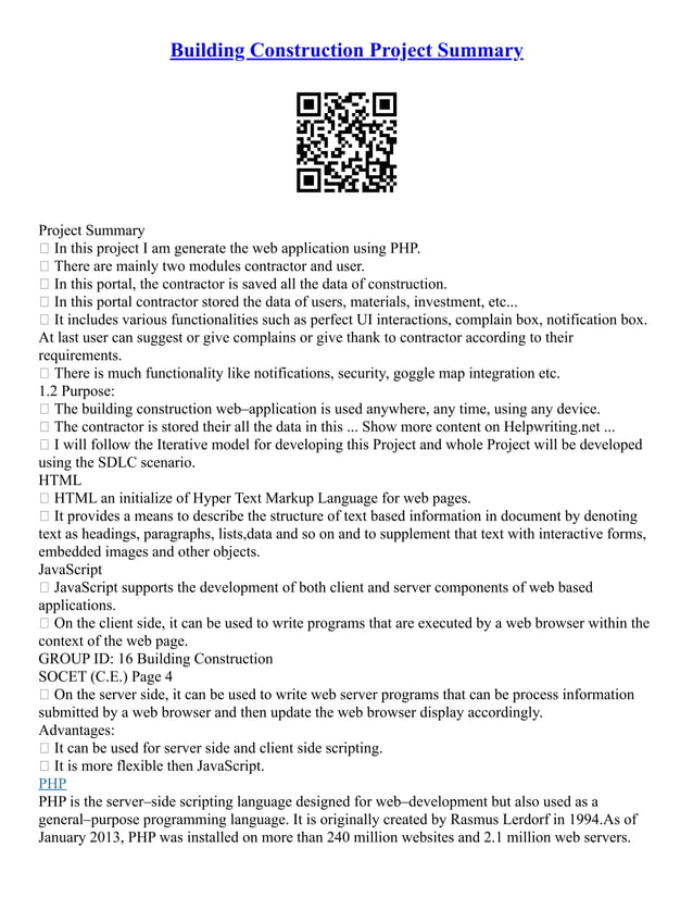 Building Construction Project Summary | PDF