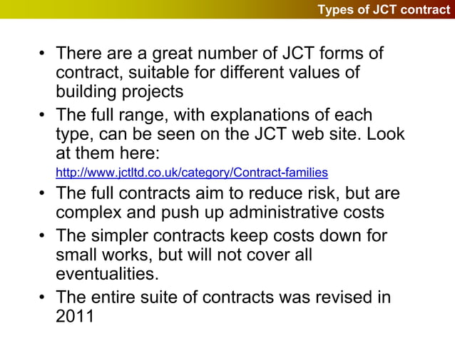 Building contracts and the JCT | PPTX | Construction Industry | Industries