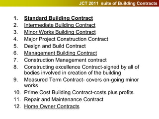 Building contracts and the JCT | PPTX