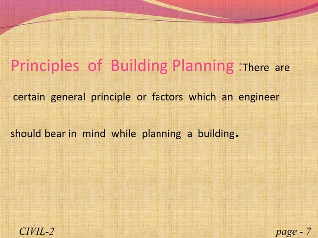 Building cpmponents and design , Introduction Concept of plan ...
