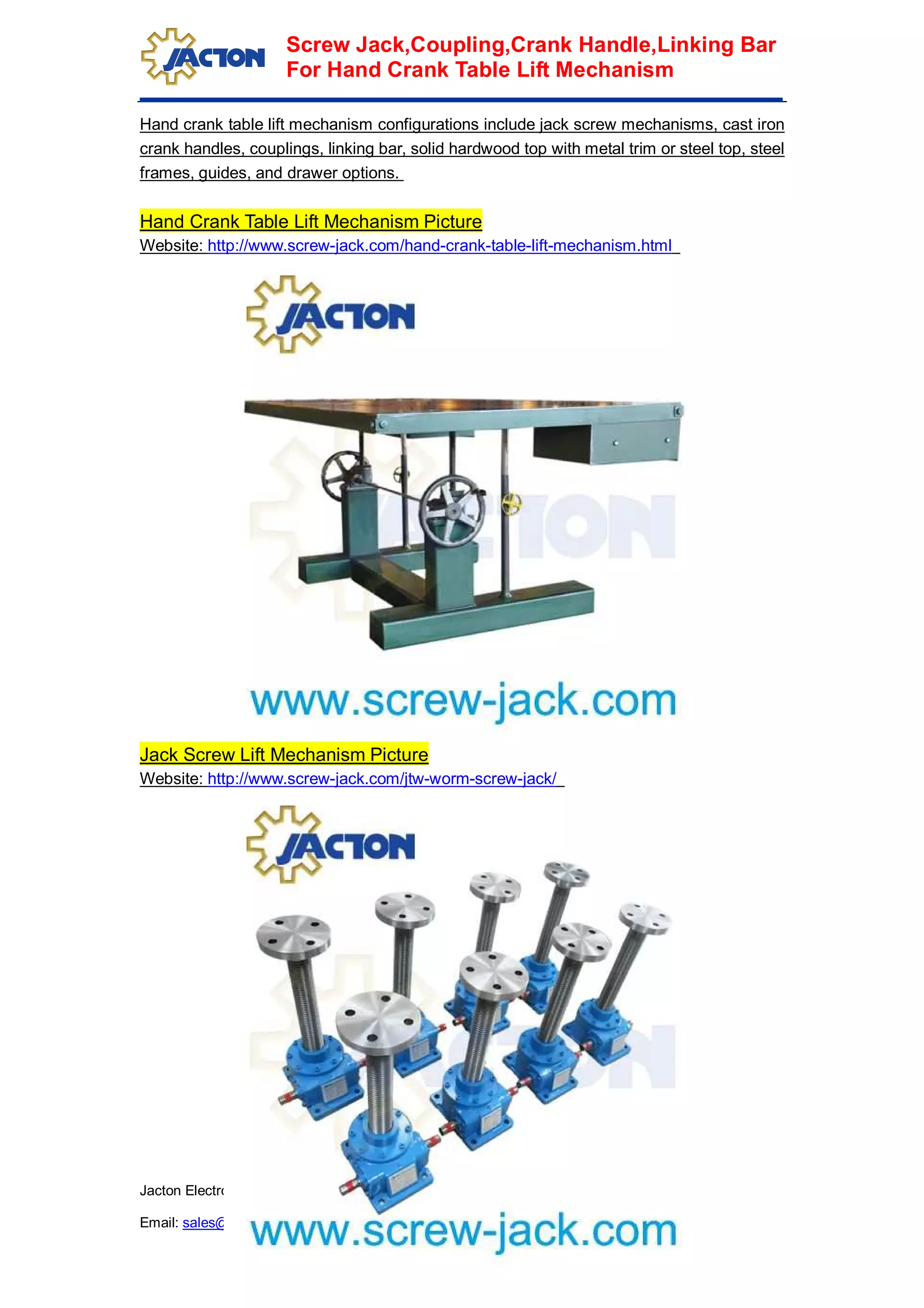 Building crank handle mechanical table lifting system,design crank ...