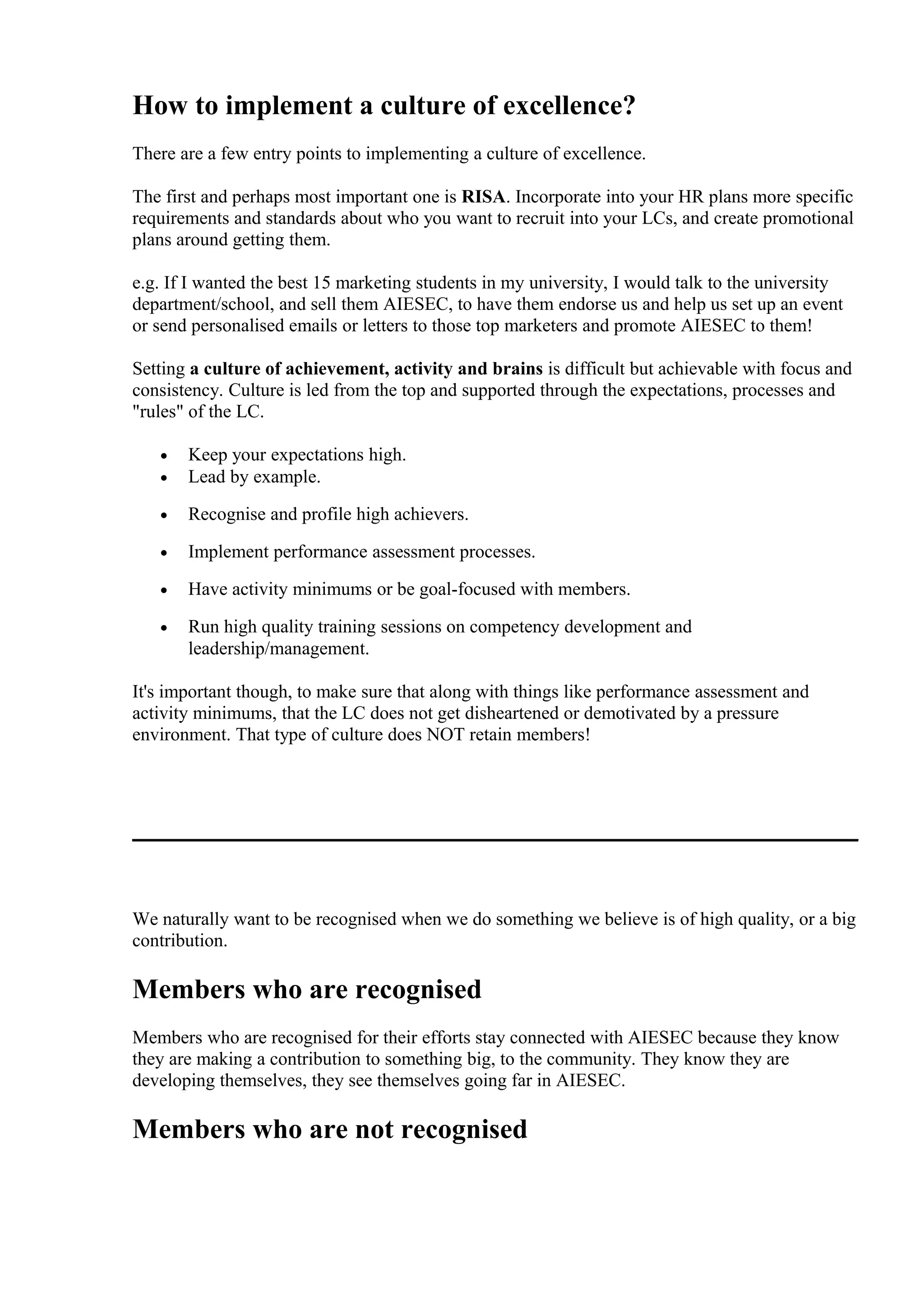 Building culture of excellence+recognition | DOC