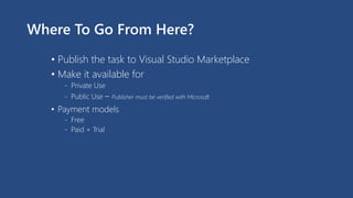 Building Custom Visual Studio Team Service Build Tasks With VSTS DevOps Task SDK | PPT