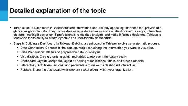 How to build Dashboard using Tableau tools | PPTX