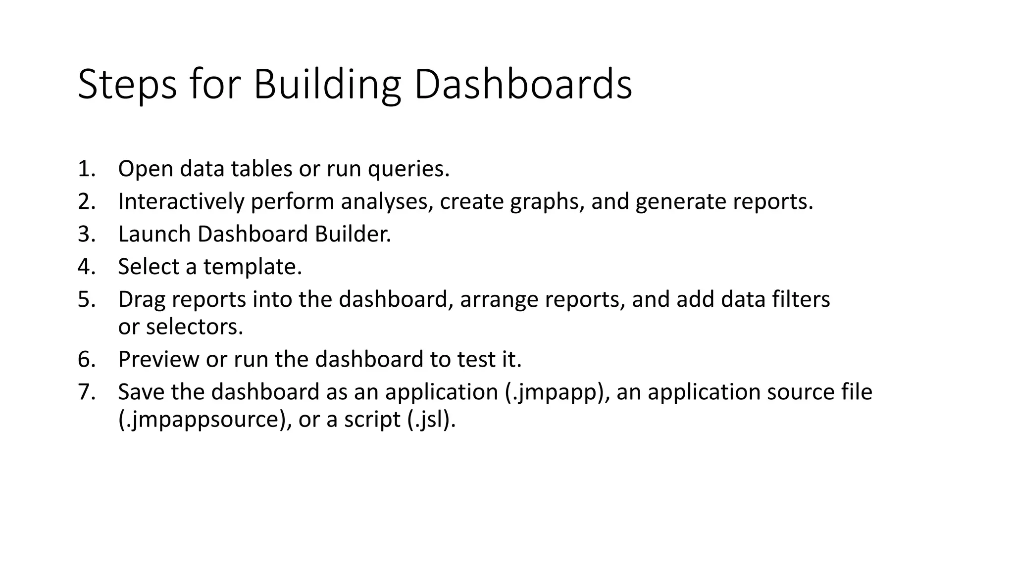 Building Dashboards in JMP.pptx | Computing | Technology & Computing