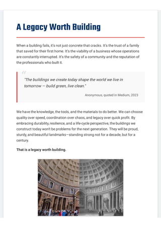 Why Buildings Crumble Before Their Time And How We Can Build a Legacy | PDF