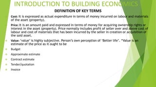 BUILDING ECONOMICS in construction indus | PPTX