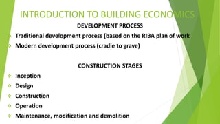 BUILDING ECONOMICS in construction indus | PPTX