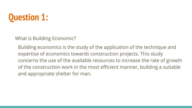 Building economics tutorial 1 | PPT