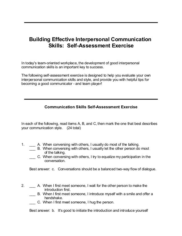 Building Effective Interpersonal communication answers 1 Building Effective Interpersonal communication answers 1