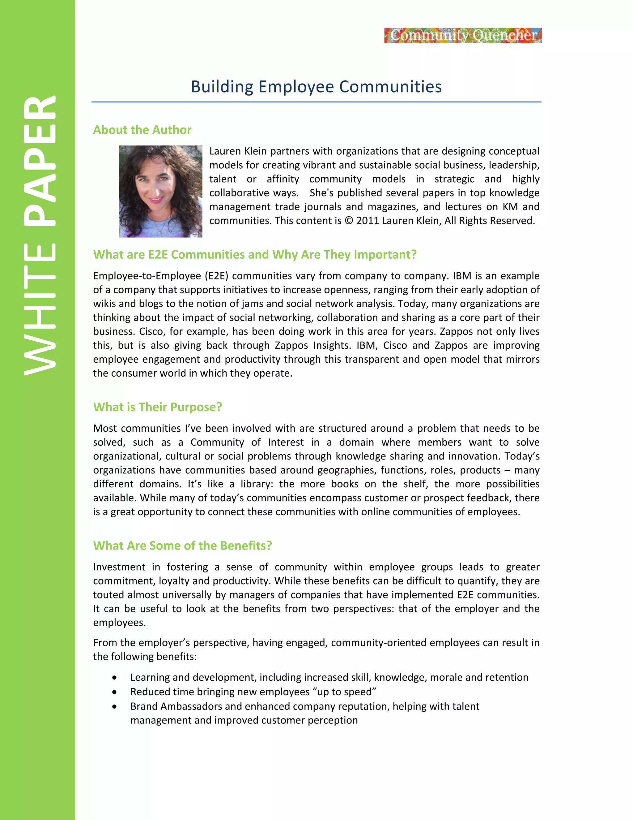 Building Employee Communities | PDF