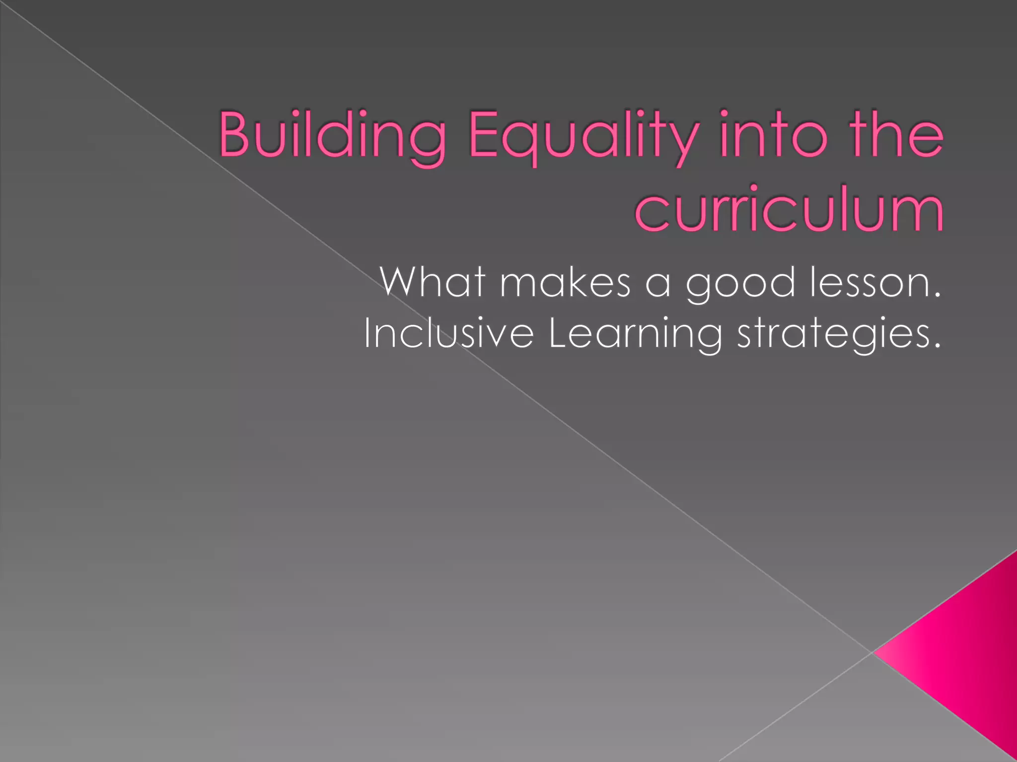 Building equality into the curriculum | PPT