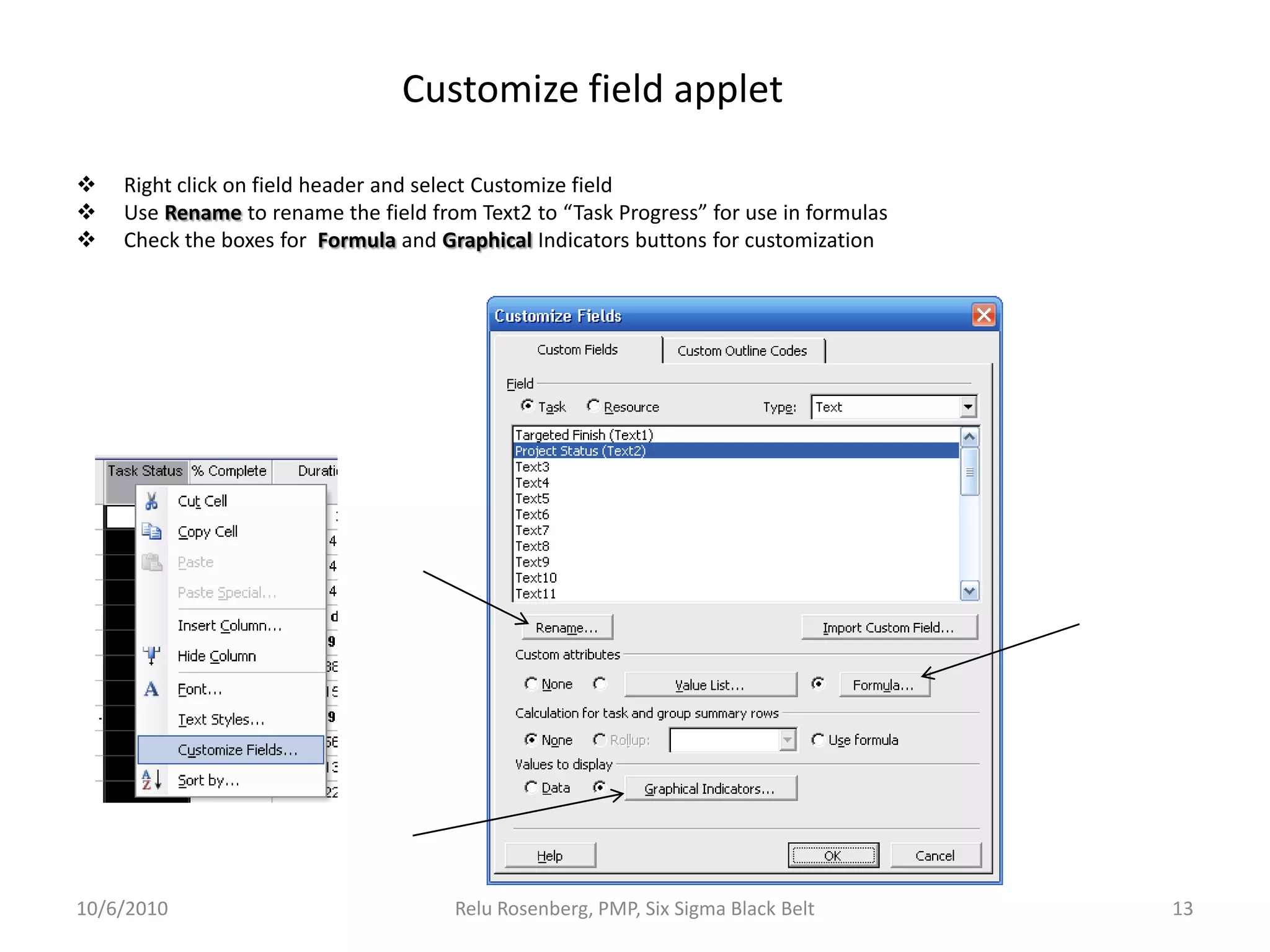 Building Formulas And Dashboard In Ms Project | PDF