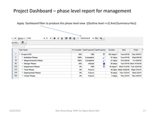 Building Formulas And Dashboard In Ms Project | PDF