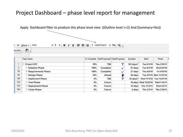 Building Formulas And Dashboard In Ms Project | PDF | Resume Writing ...