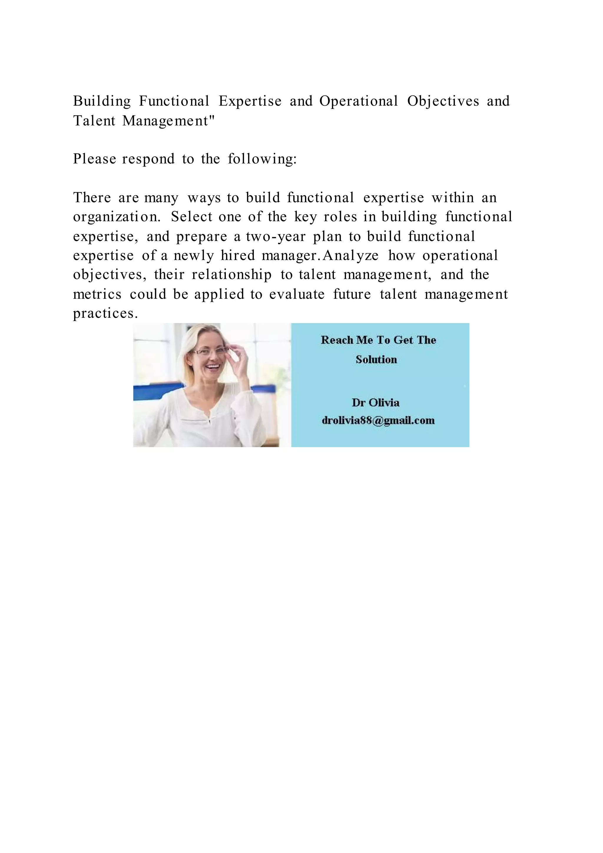 Building Functional Expertise and Operational Objectives and Talent | DOCX