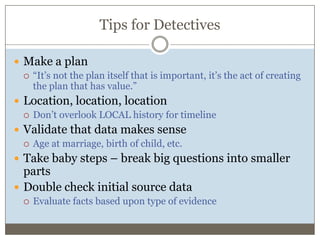 Building genealogy detective skills | PPTX