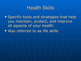 Building health skills chapter 2- lesson 1 | PPT