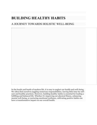BUILDING HEALTHY HABITS EDUCATION.docx | Mental Health | Diseases and ...