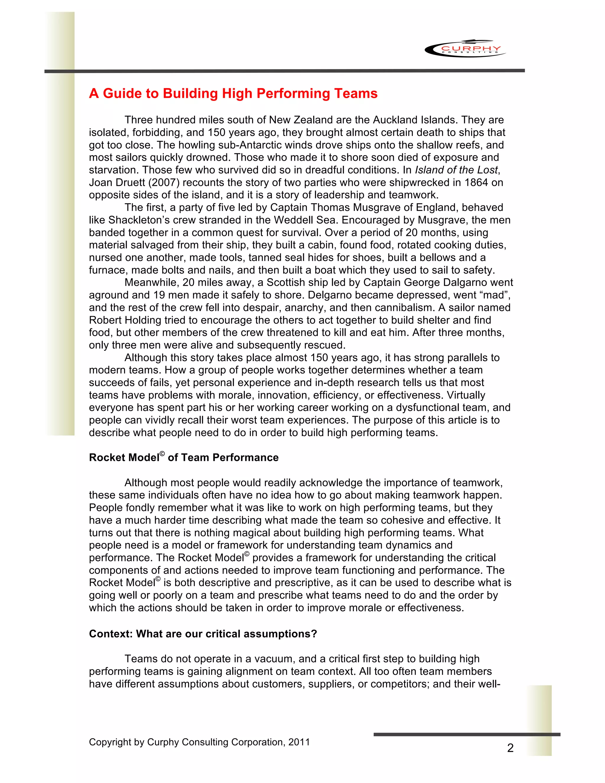 Building High Performing Teams, Leadership, Gordon Curphy, PhD | PDF