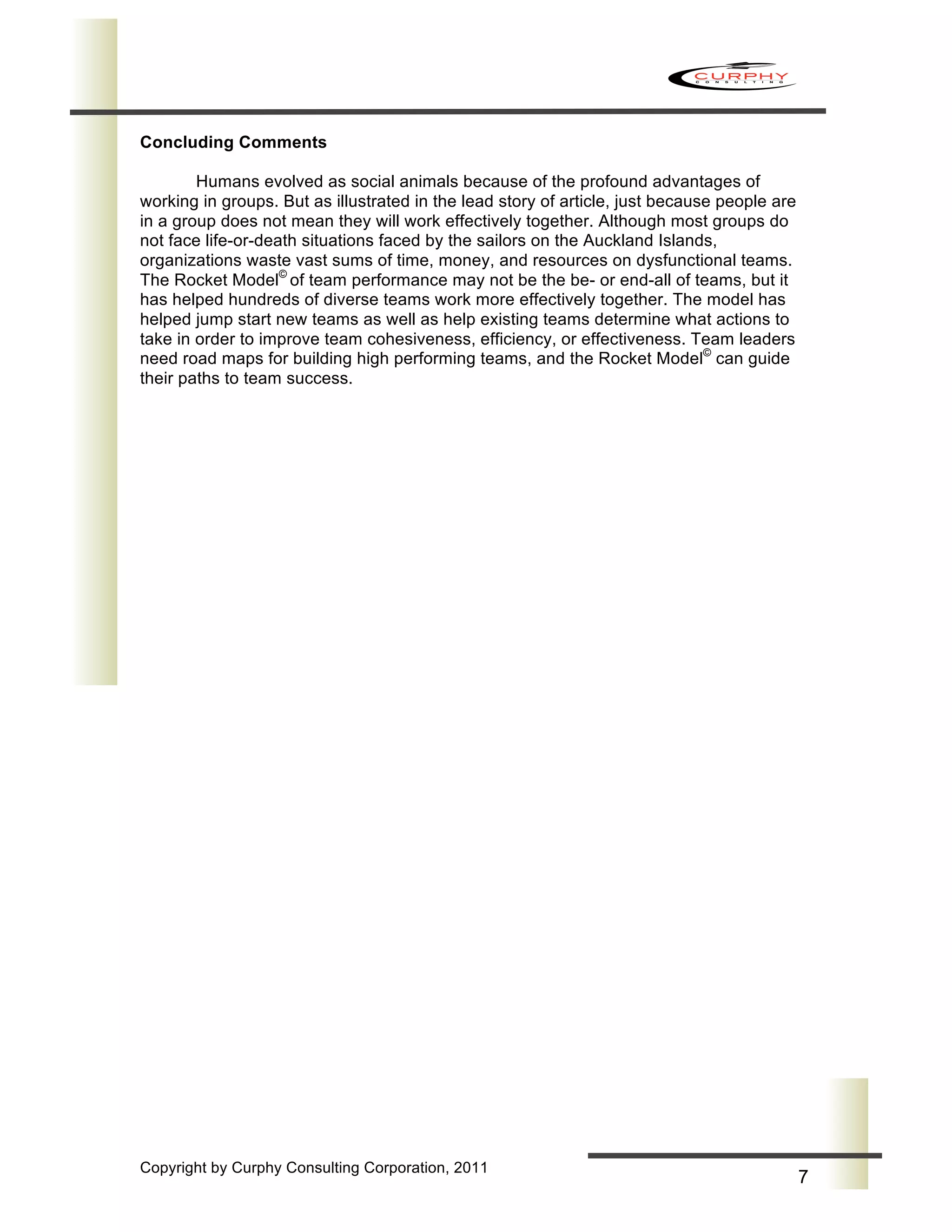 Building High Performing Teams, Leadership, Gordon Curphy, PhD | PDF