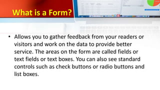 Building html forms | PPTX | Web Design and HTML | Internet