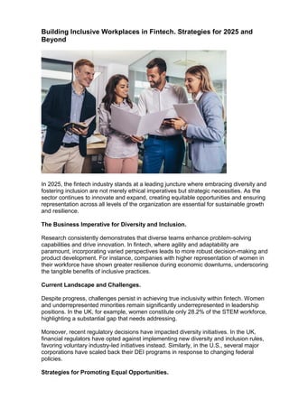 Building Inclusive Workplaces in Fintech. Strategies for 2025 and ...