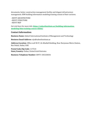 Building Information Modeling BIM Training Course in Dubai.pdf | Civil ...