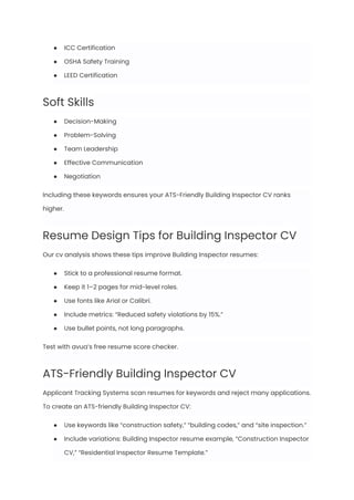 Building Inspector Resume Examples & Writing Guide for 2025 | PDF