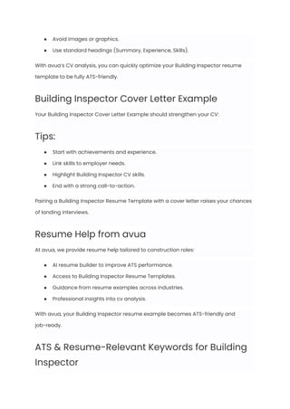 Building Inspector Resume Examples & Writing Guide for 2025 | PDF